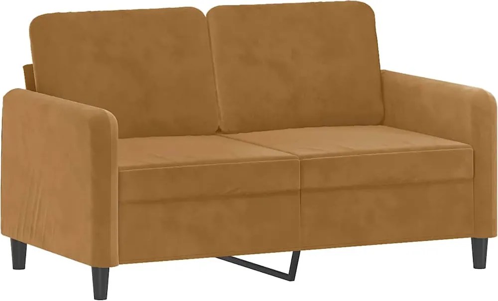 2místná pohovka s polštáři hnědá 120 cm samet 3200878