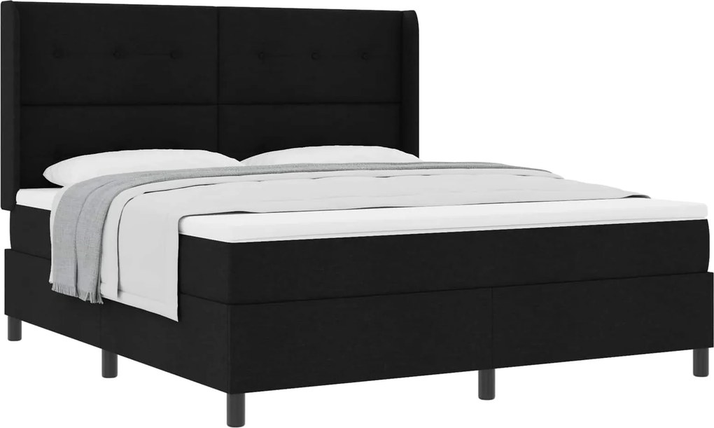 Postel s boxspringem s polštářem Černý 200 x 180 cm textil 3341660
