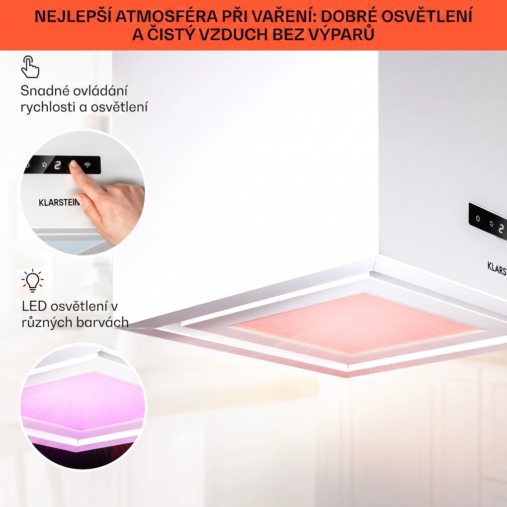 Klarstein Kronleuchter Smart ostrovní digestoř 595 m³/h ovládání přes aplikaci LED panel