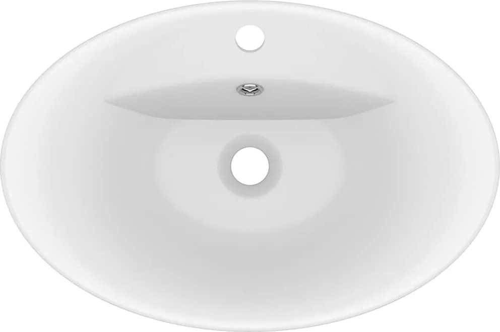Luxusní umyvadlo přepad oválné matné bílé 58,5 x 39 cm keramika 146932