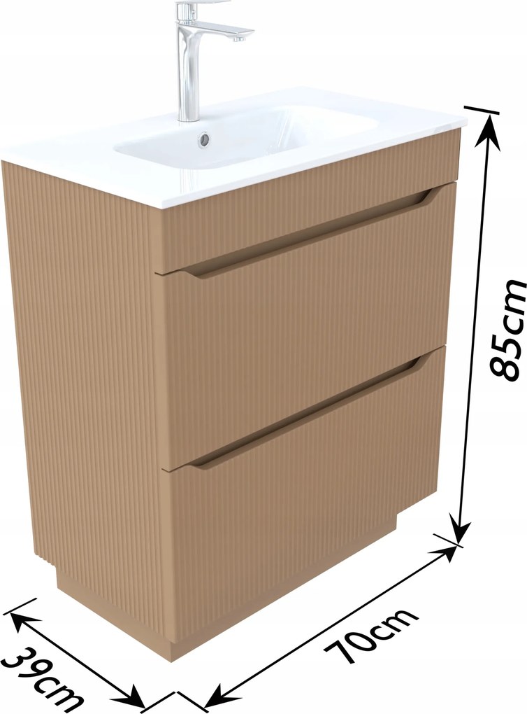 Ryflovaná umyvadlová skříňka 70 Kaszmir 2 zásuvky Omeble.