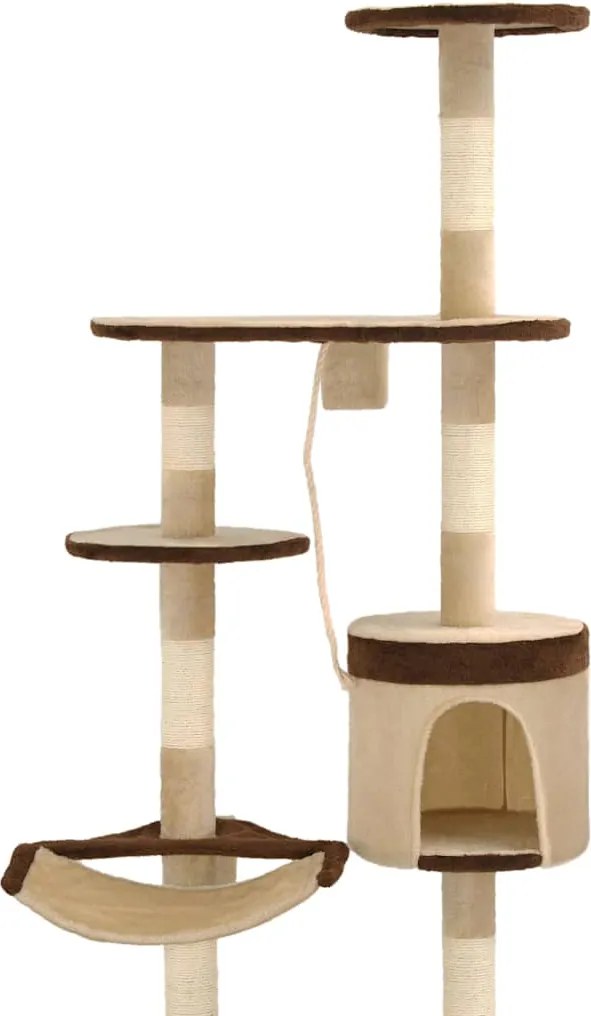 Nástěnné škrabadlo pro kočky sisalové sloupky 194cm béžovohnědé 170589