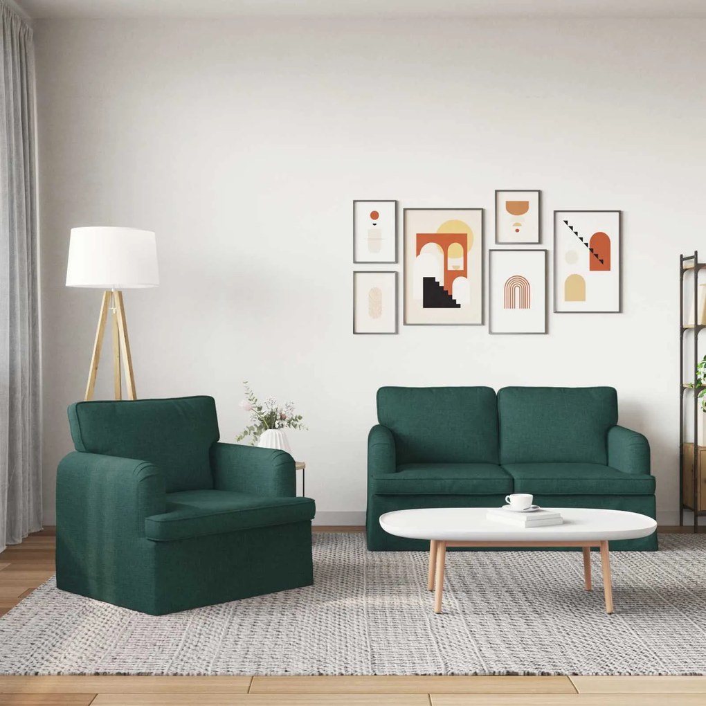 Set pohovek 2 ks Tmavě zelená textil 3407519