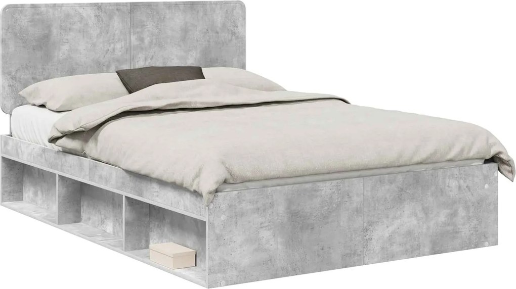 Rám postele s čelo Beton 140 x 200 cm Masivní borové dřevo 3412482