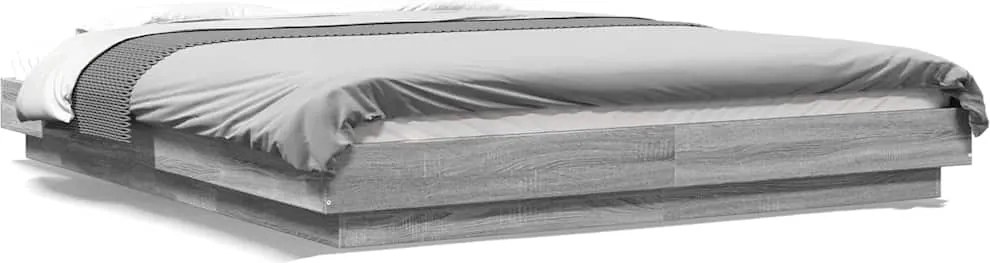 Rám postele s LED osvětlením šedý sonoma 160 x 200 cm kompozit 3281089