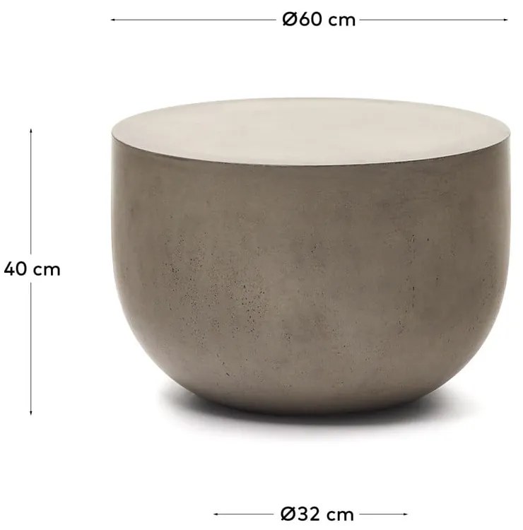 Betonový kulatý zahradní konferenční stolek ø 60 cm Garbet – Kave Home