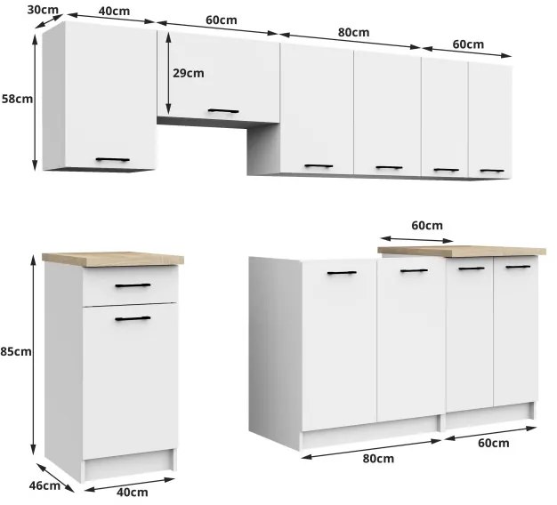 Kuchyňská linka OLIWIA 2.4 m bílá / beton