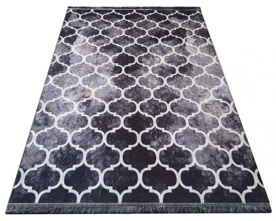 Protiskluzový koberec černé barvy s ornamenty Šířka: 120 cm | Délka: 180 cm