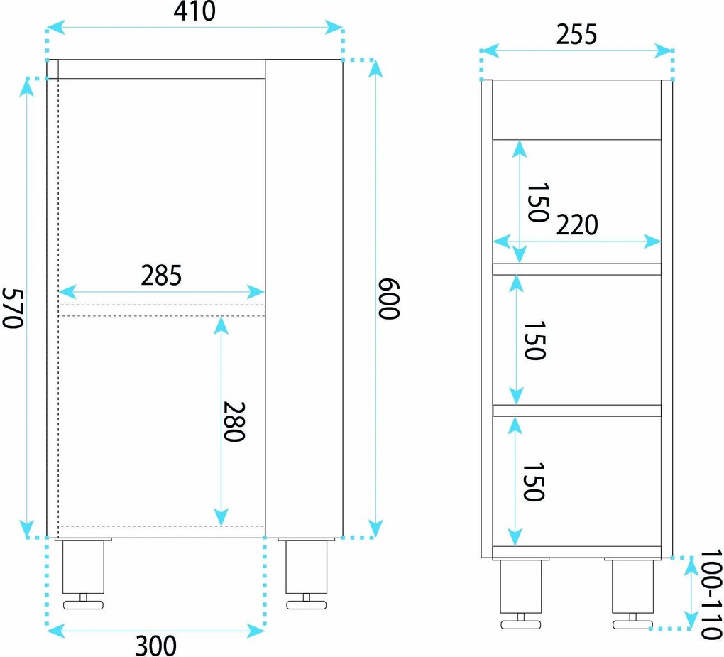 Rea Astra, umyvadlová skříňka 430x260x825 mm s keramickým umyvadlem, hnědá/bílá, REA-M0404