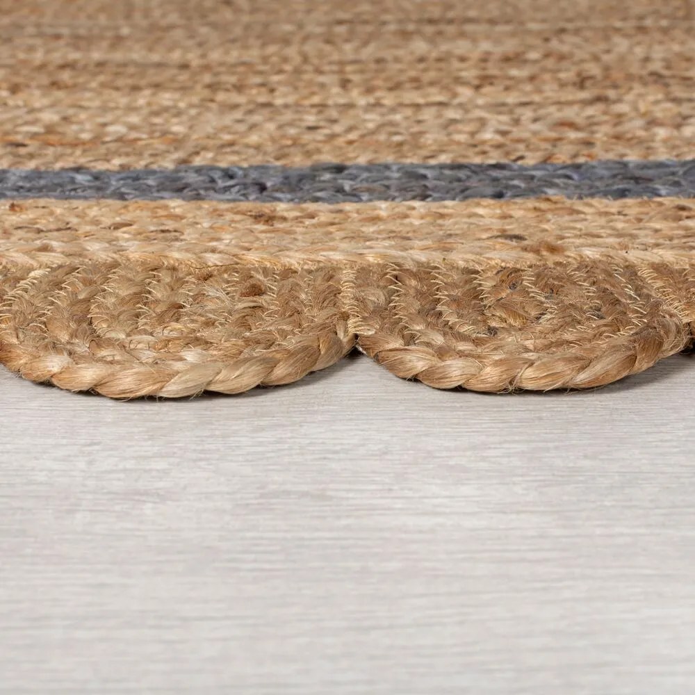 Flair Rugs koberce Kusový koberec Grace Jute Natural/Grey ovál ROZMĚR: 120x170 ovál