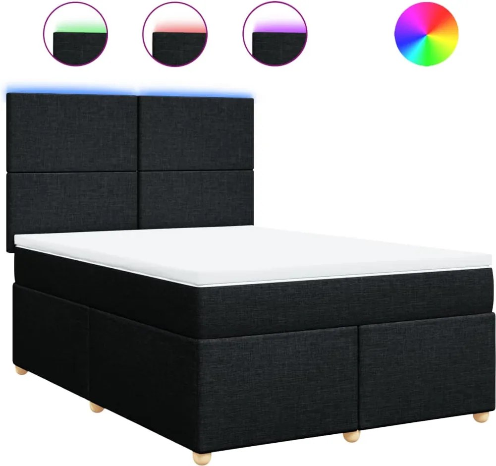 Box spring postel s matrací černá 140 x 190 cm textil 3293570