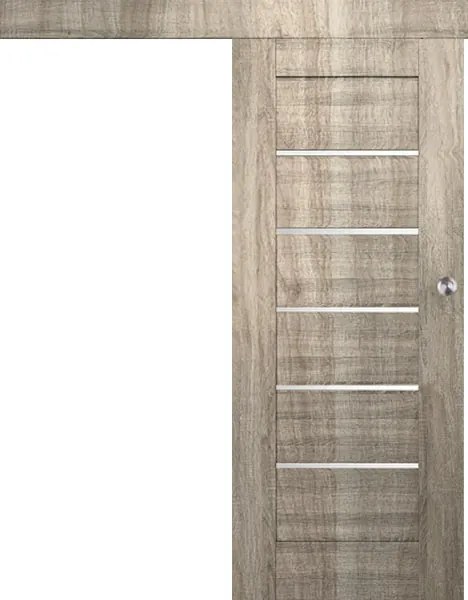 posuvné interiérové dveře na stěnu vasco doors IBIZA model 6 Průchozí rozměr: 70 x 197 cm, Orientace dveří: Levé dveře, Dekor: Dub riviera