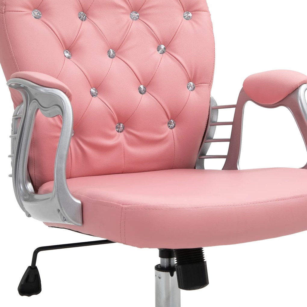 Kancelářská židle Vinsetto Manažerská židle s ergonomickým čalouněným opěrákem, růžová, PU, 59,5 x 60,5 95-105 cm