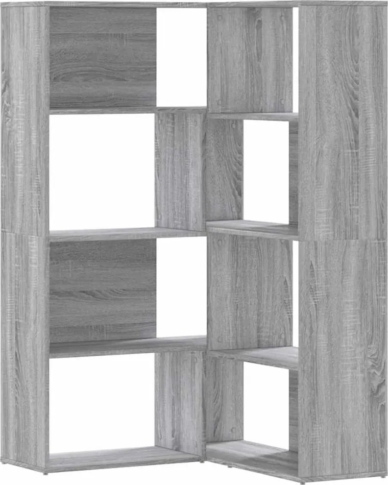 Rohová knihovna 4patrová šedá sonoma 85 x 85 x 140 cm kompozit 3307815