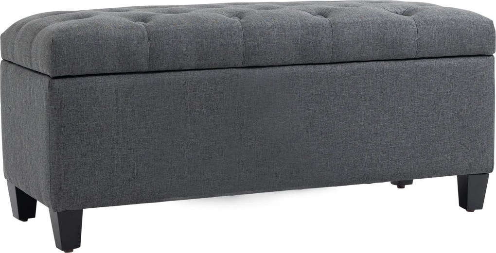HOMCOM Čalouněná lavice se zásuvným boxem, 100 x 40 x 44 cm, tmavě šedá | Aosom