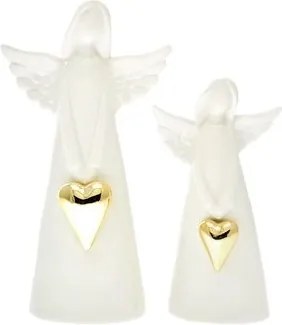 Porcelánový anděl se zlatým srdcem – velký, 19 cm