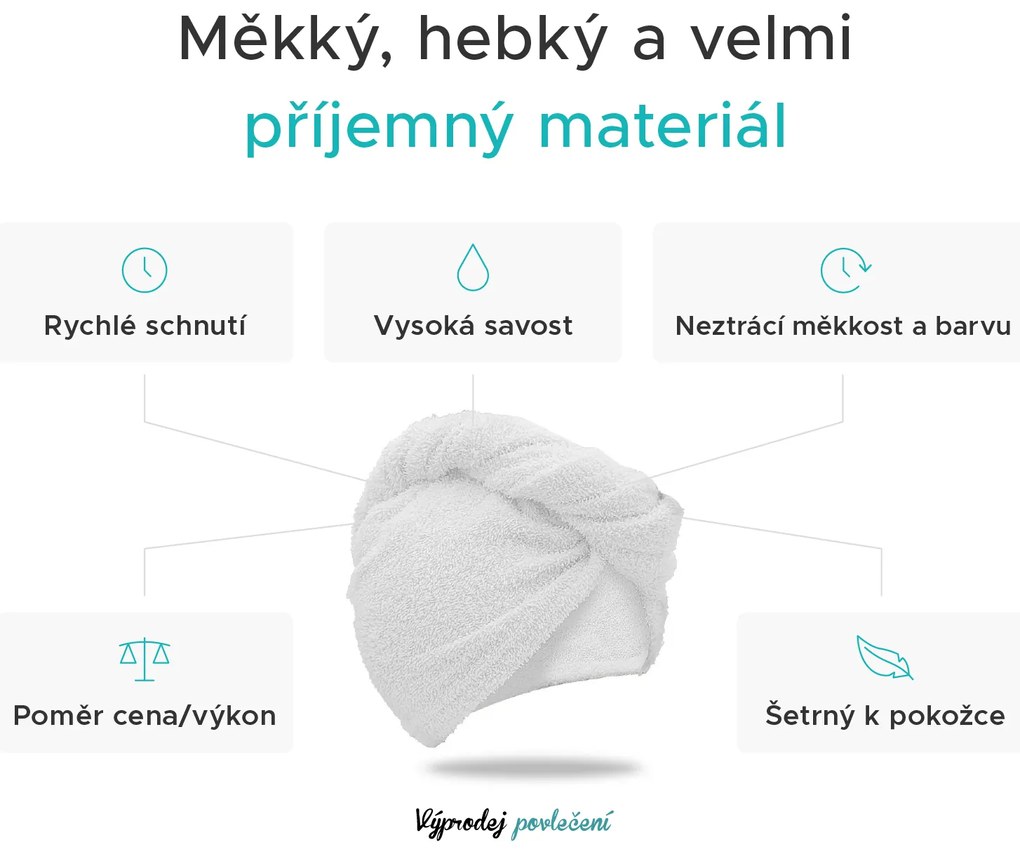 Rychleschnoucí froté turban na vlasy růžový, 100% bavlna