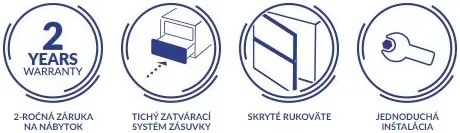 Cersanit Moduo, závěsná umyvadlová skříňka 50cm, šedá lesklá, S929-011