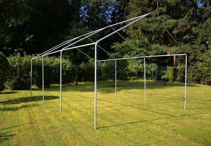 Zahradní párty stan 6×4 m, bílý a červený pruh, PVC 400 g/m²