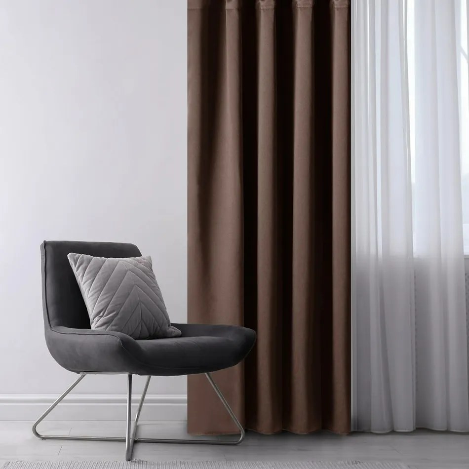 Restilo Závěs Blackout Oxford Pleat tmavě hnědá, 140 x 245 cm