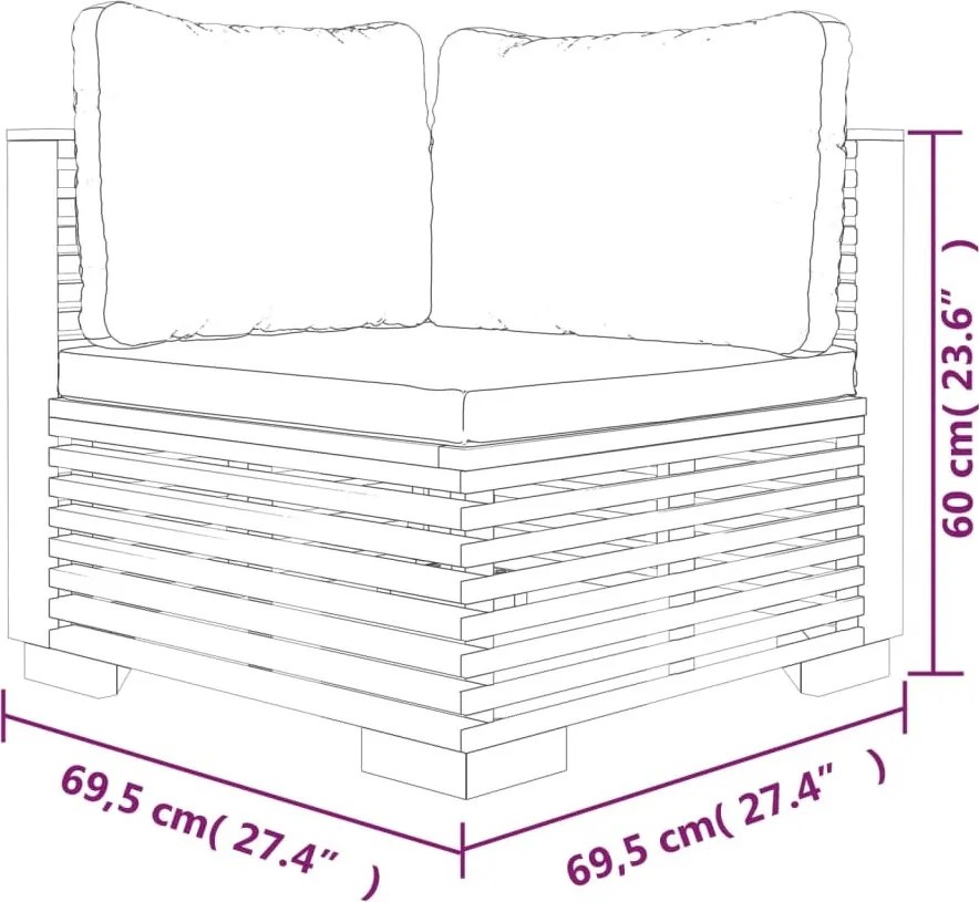 vidaXL Zahradní rohové pohovky s poduškami 2 ks masivní teak [3100864] Barva: krémová