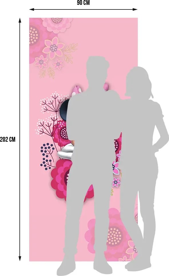 Dětská vliesová fototapeta na zed' Minnie Růžové Květiny, Disney | 90 x 202 cm | DFTDNV 5488