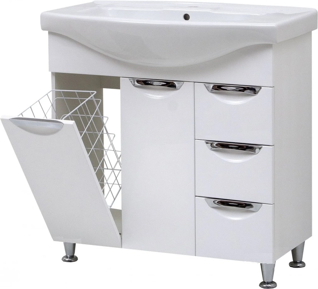 Kingsbath Oscaro 85 koupelnová skříňka s umyvadlem a košem na prádlo