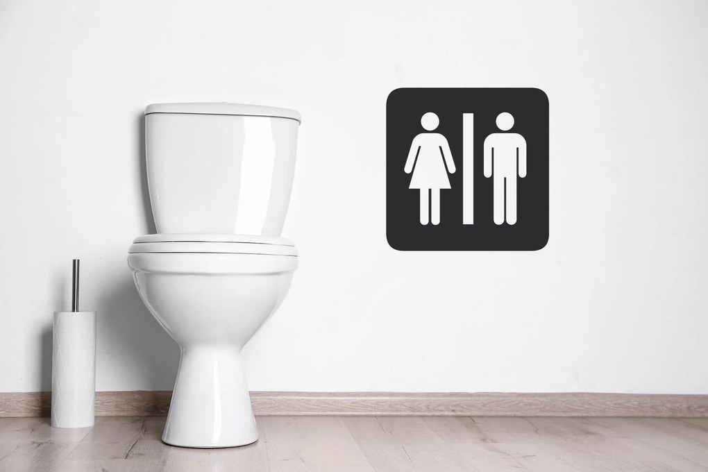 Samolepka na zeď WC označení Barevná varianta: Černá, Velikost (šířka x výška): 20x20cm