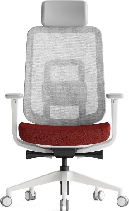 Kancelářská ergonomická židle K42 WHITE SP – síťovaná/ čalouněná, červená