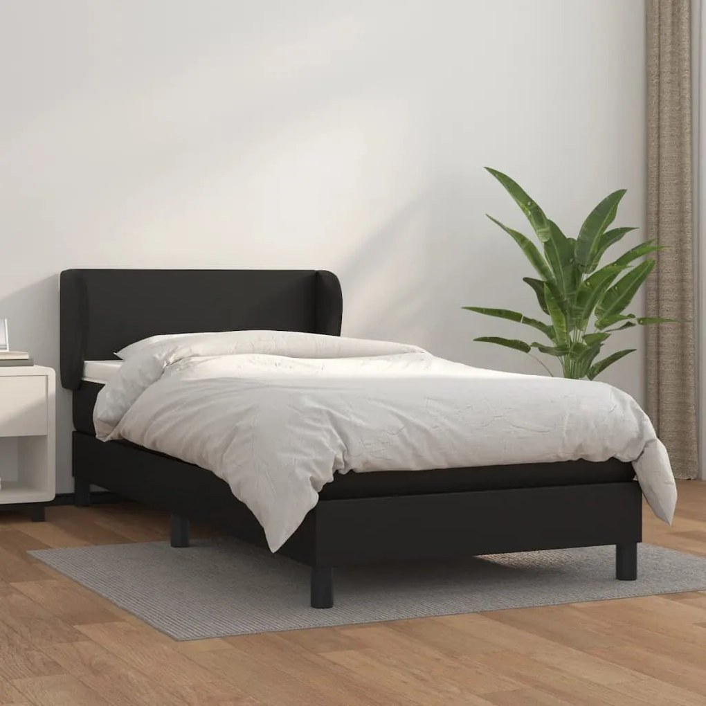 Box spring postel s matrací černá 80 x 200 cm umělá kůže,  3127157