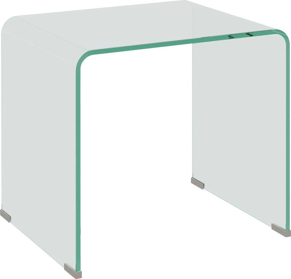 HOMCOM Moderní skleněný konferenční stolek s monoblok designem a protiskluzovými nohami, tvrzené sklo, 50x40x45 cm, průhledný | Aosom
