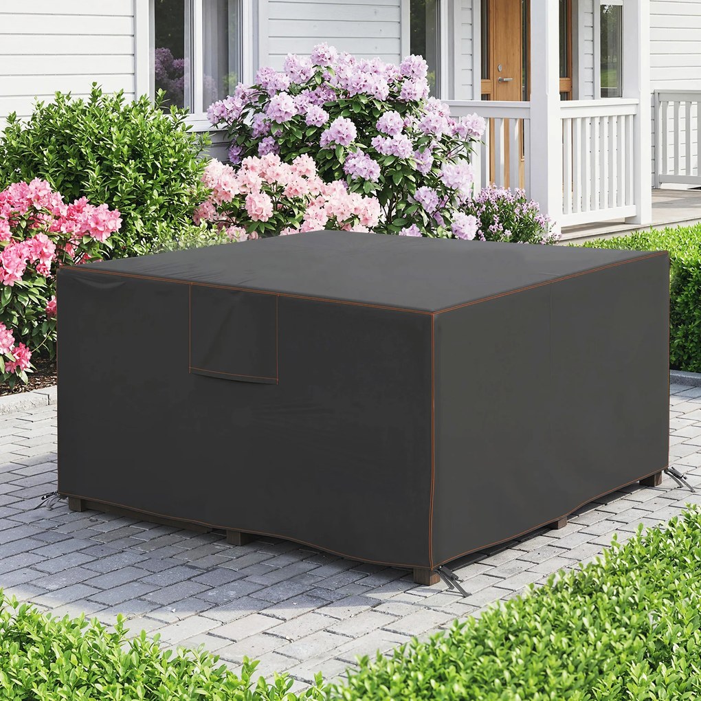 Outsunny Ochranný kryt na zahradní nábytek Zimní nepromokavý kryt Anti-UV plachta 420D Oxford tkanina 125x125x74cm černá