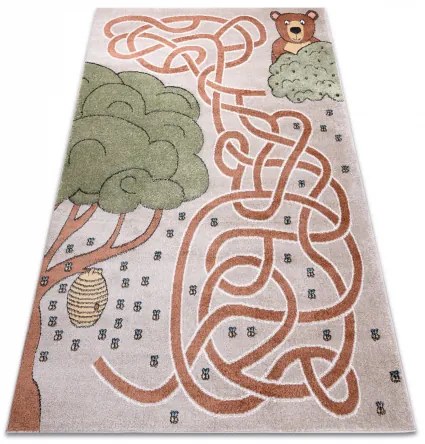 Dětský kusový koberec FUN Medvěd Včelky Med béžový Rozměr: 160x220 cm