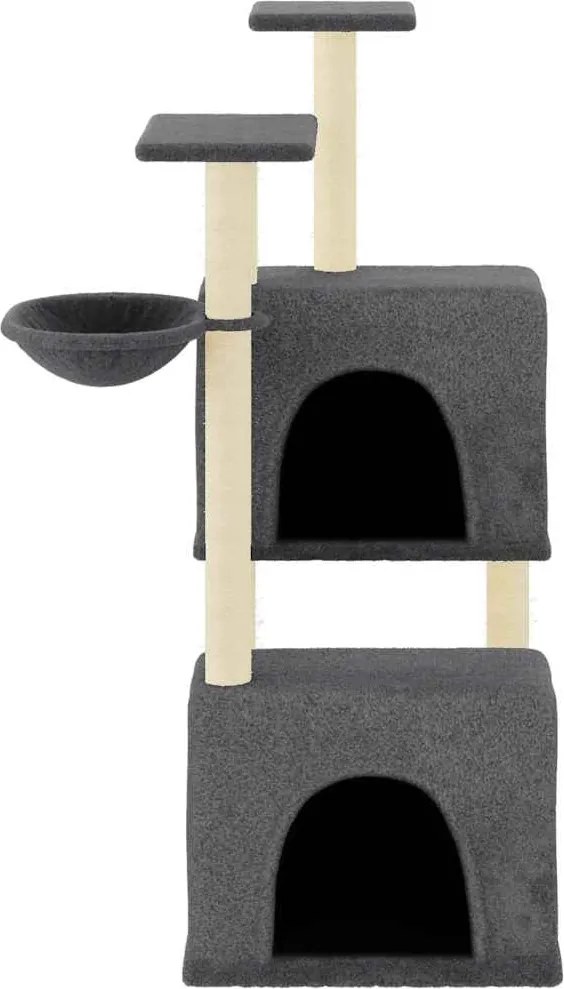 Škrabadlo pro kočky se sisalovými sloupky tmavě šedé 122 cm 172054