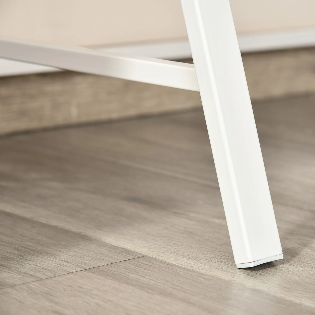 Psací stůl HOMCOM Moderní počítačový stůl s úložným prostorem a kabelovou zásuvkou Kovový rám bílý dub 84x45x85cm pro domácí kancelář a pracovnu