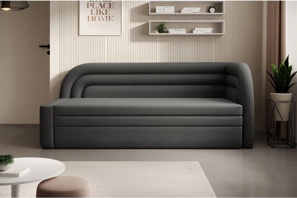 Taupe sametová rozkládací/s úložným prostorem pohovka pravý roh 223 cm Fabillo – ELTAP