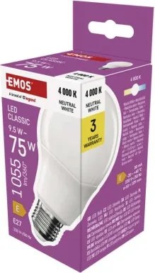 Emos lighting LED žárovka Classic A60 / E27 / 9,5 W (75 W) / 1055 lm / neutrální bílá 1525733473