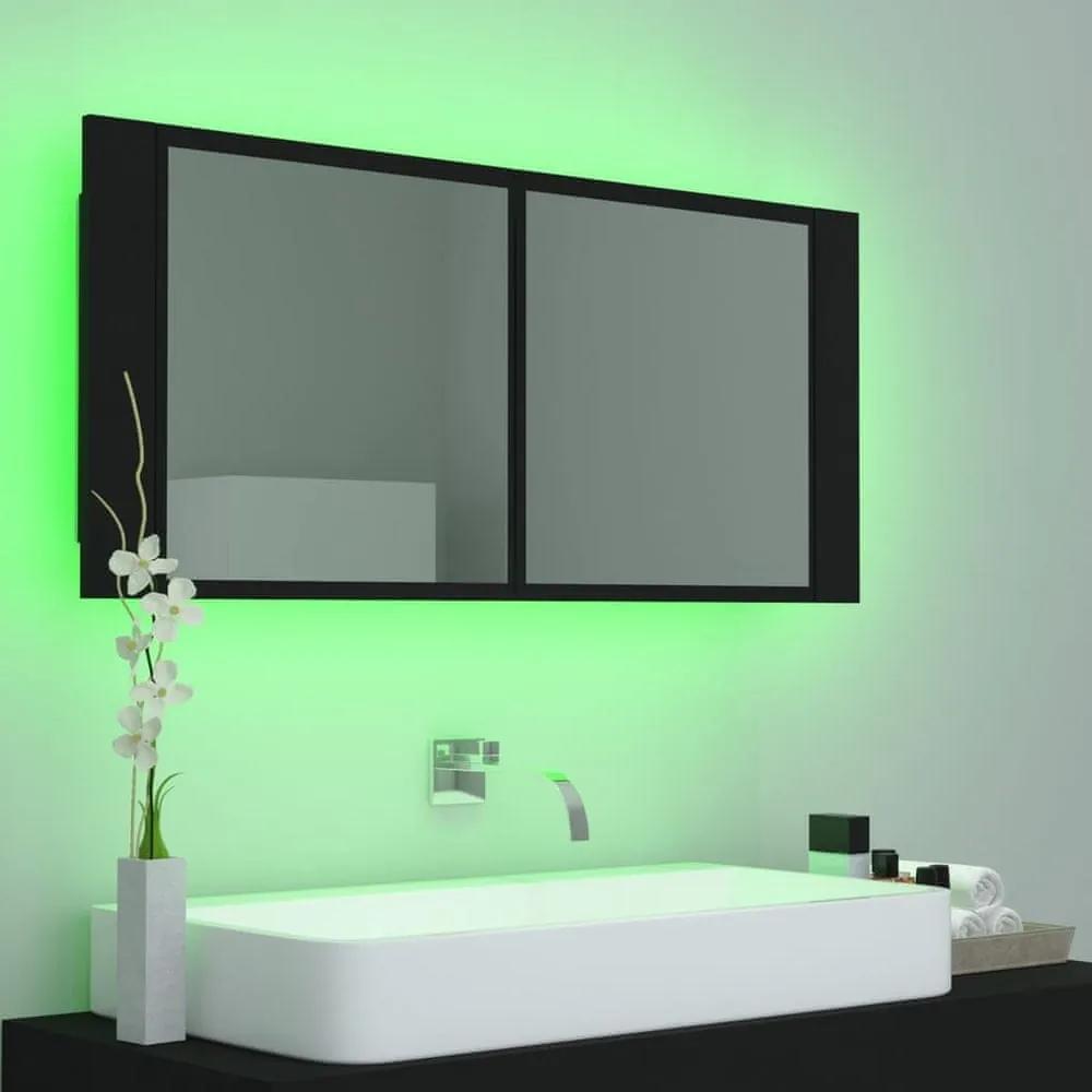 Petromila LED koupelnová skříňka se zrcadlem černá 100 x 12 x 45 cm akryl