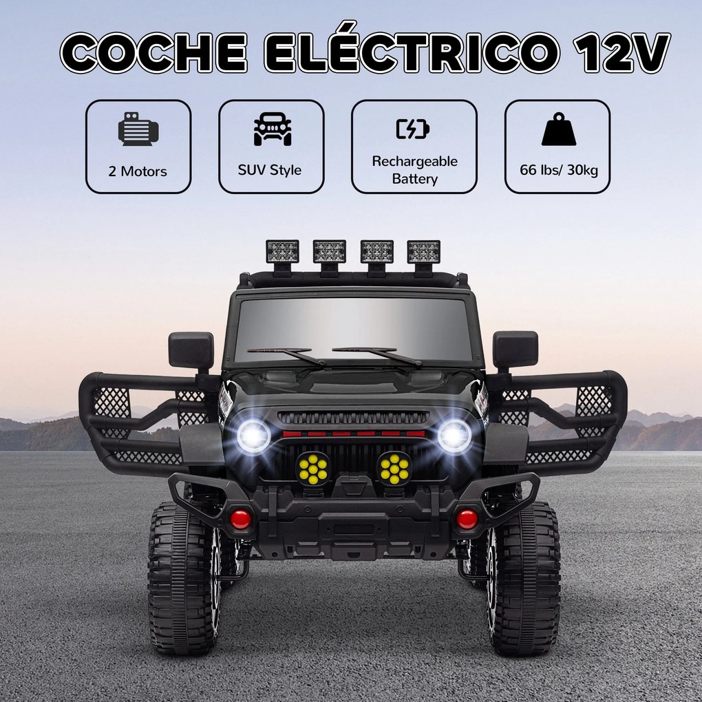 Dětské elektrické auto AIYAPLAY pro děti od 3 let - Off-Road bateriové 12V elektrické auto s dálkovým ovládáním, tlumicími koly, Bluetooth, LED světl…