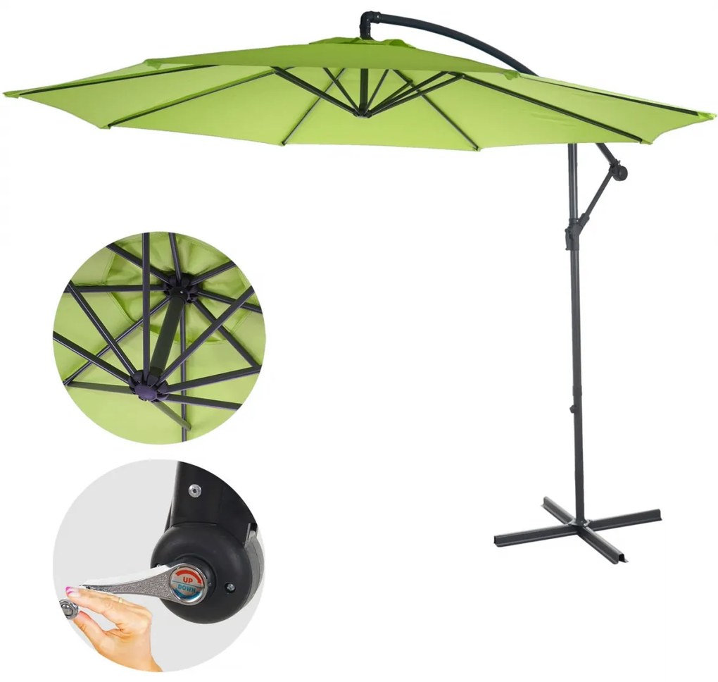 Slunečník Acerra Ø 3m bez stojanu-polyester/ocel - zeleno-citronová