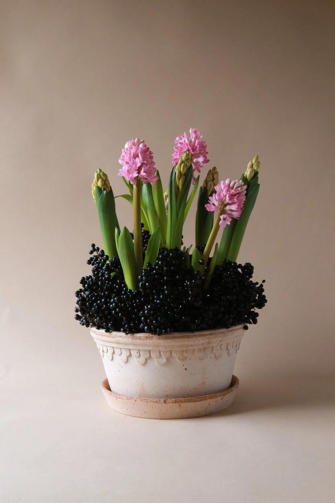 Malý květináč Københavner nízký s podstavcem 25 cm růžový