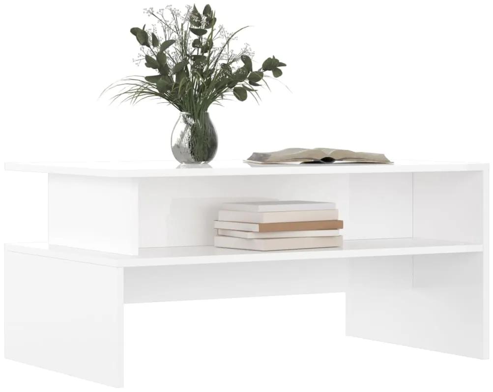 Konferenční stolek lesklý bílý 90x55x42,5 cm kompozitní dřevo - Default Title