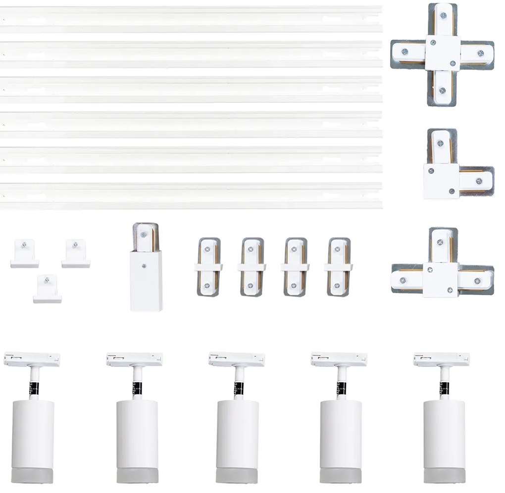Moderní kolejnicový systém s 5 reflektory bílý 1-fázový - Iconic Jeana
