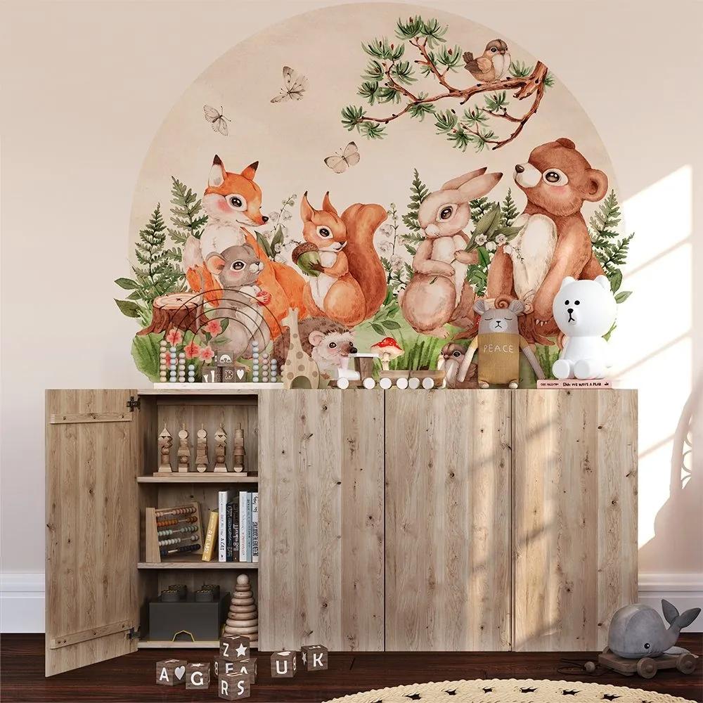 Gario Dětská nálepka na zeď Animals from the magical forest - zvířátka na louce Rozměry: 130 x 98 cm