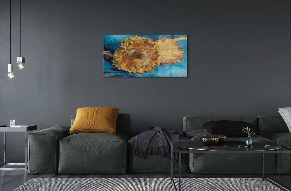Obraz na skle Umění květiny slunečnice 125x50 cm