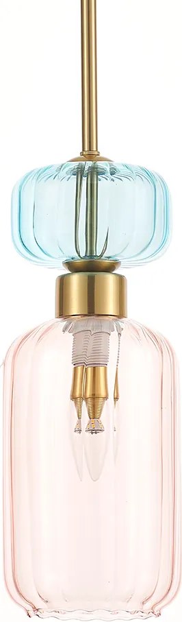 Závěsné svítidlo Molly Pink, 1x vícebarevné skleněné stínítko, g