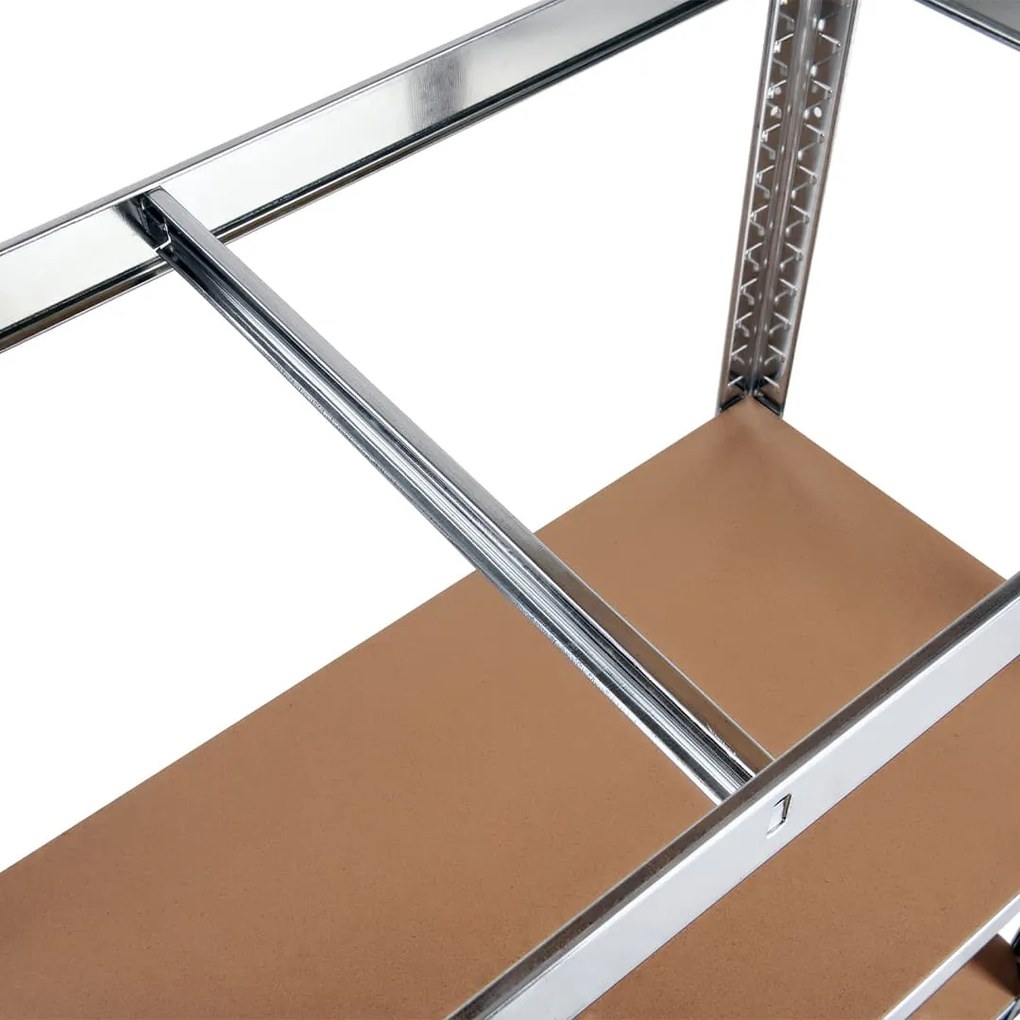 Bezšroubový kovový regál, 180x90x40 cm, 5x HDF police, 175 kg na polici, zinek, 2 ks