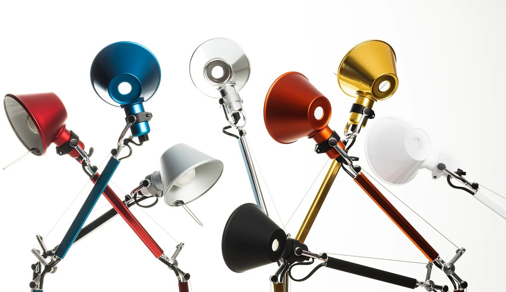 Artemide A011810 Tolomeo Micro tavolo, metalicky červená stolní lampa, 1x6W LED E14, 45+37cm