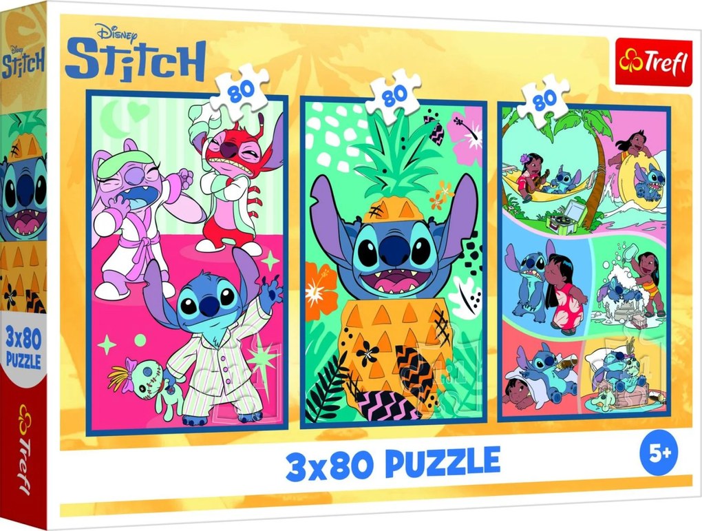 Trefl Puzzle 3x80 Lilo&Stitch - Stitchův svět 18x27,5cm v krabici 29x19x4cm
