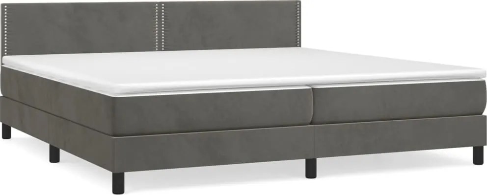 Box spring postel s matrací tmavě šedá 200x200 cm samet 3141264